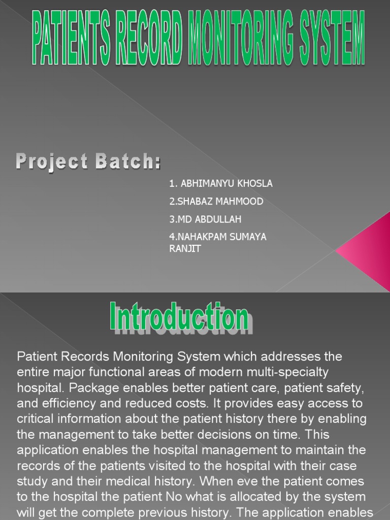 Patient Record Monitoring System | PDF | Databases | Medical Record