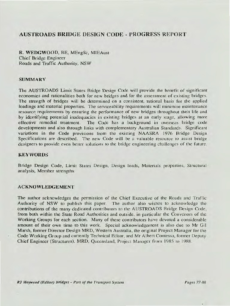 Wedgwood Bridge 1991 PDF | PDF | Strength Of Materials | Fatigue (Material)