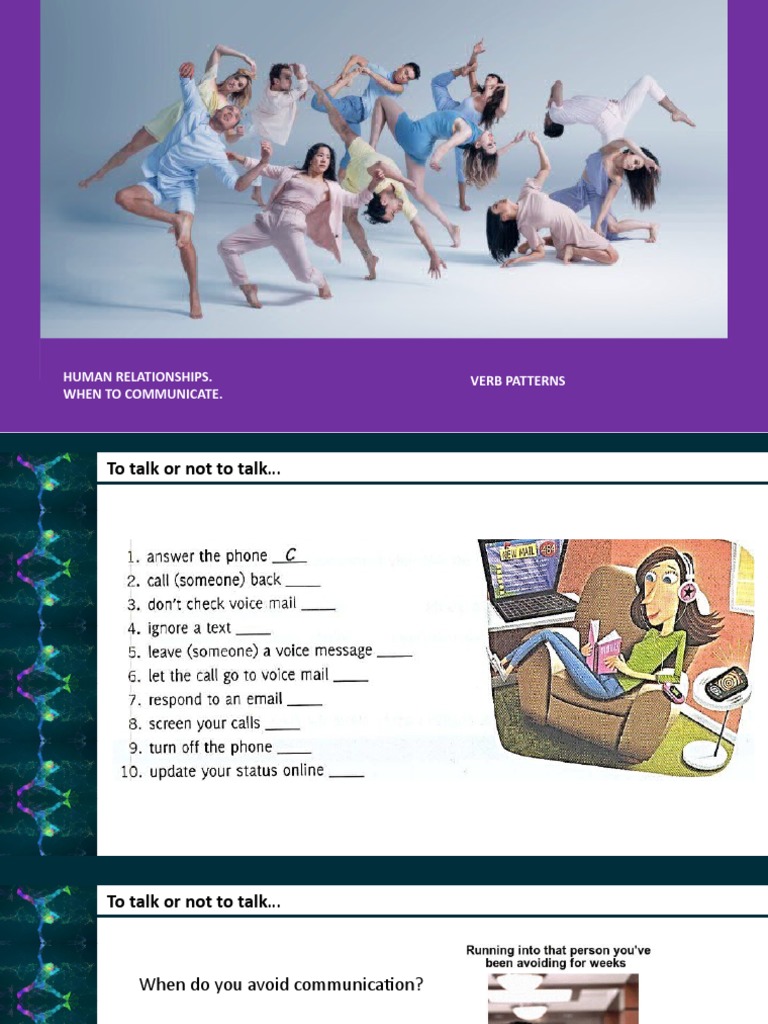 Human Relationships. When To Communicate. Verb Patterns | PDF | Verb ...