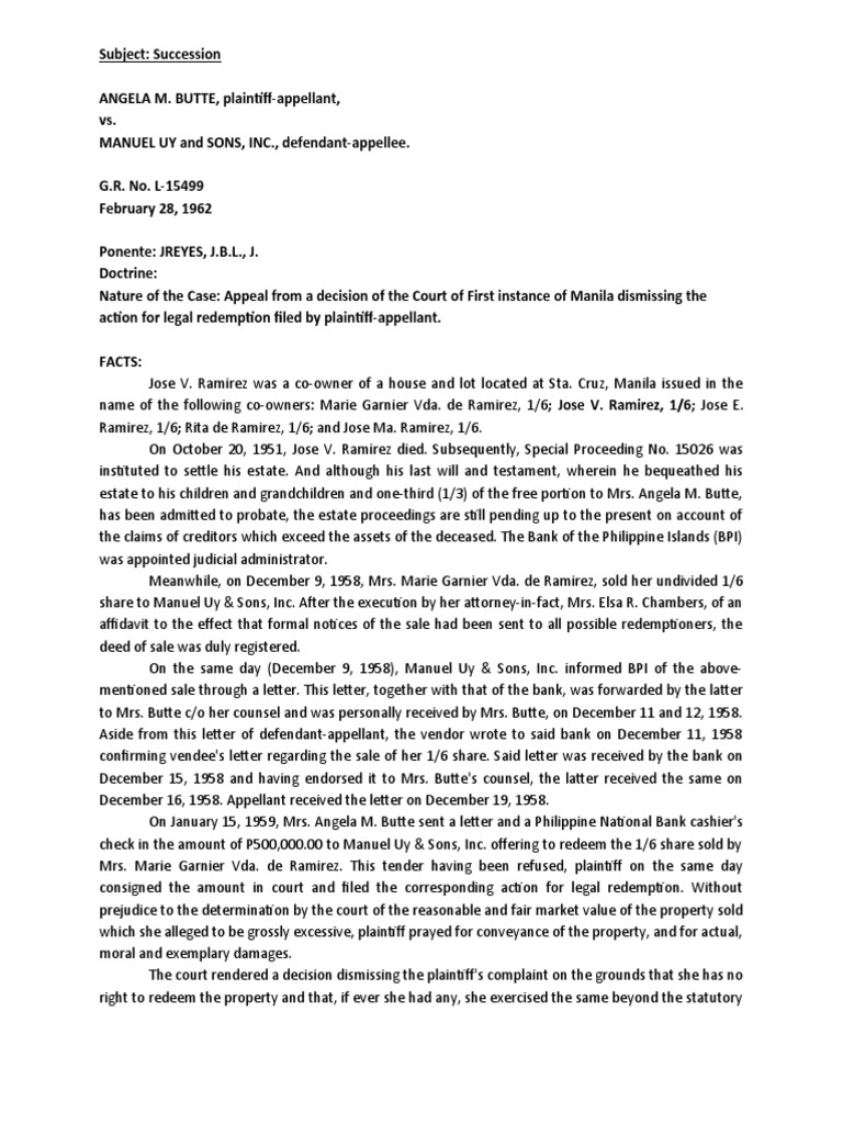 Angela Butte vs. Manuel Uy - Sons | PDF | Inheritance | Judiciaries