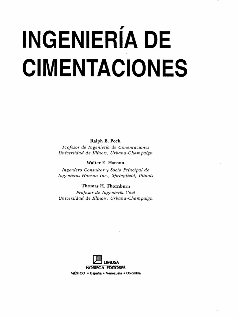 Ingenieria de Cimentaciones (Peck-Hanson-Thornburn) PDF | PDF