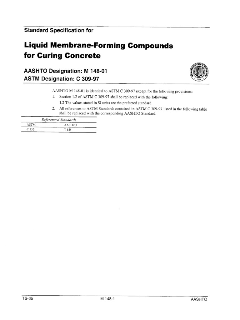 Aashto M148 Curing Compound PDF | PDF