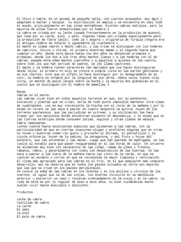 El Chivo o Cabbra | PDF | Cabra | Mamíferos