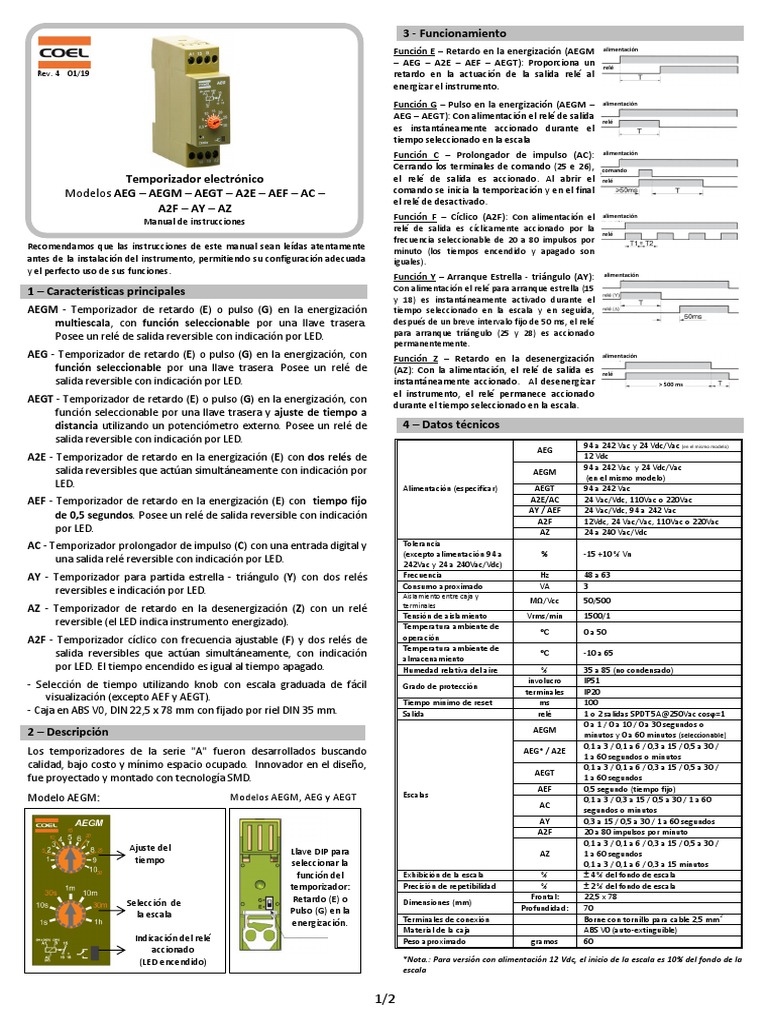Manual de Intrucoes Espanhol - AEG AEGM AEGT A2E AEF AC A2F AY AZ - r8.jpg | PDF | Relé | Bienes ...
