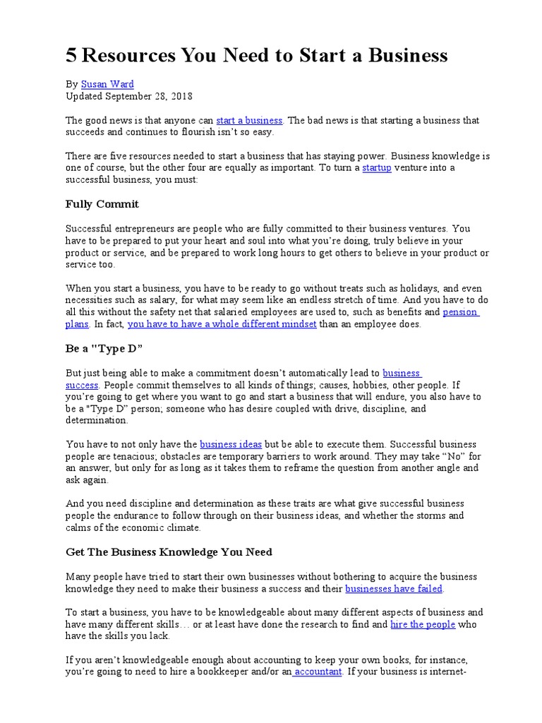 Essential Resources for Starting a Business | PDF | Hewlett Packard ...