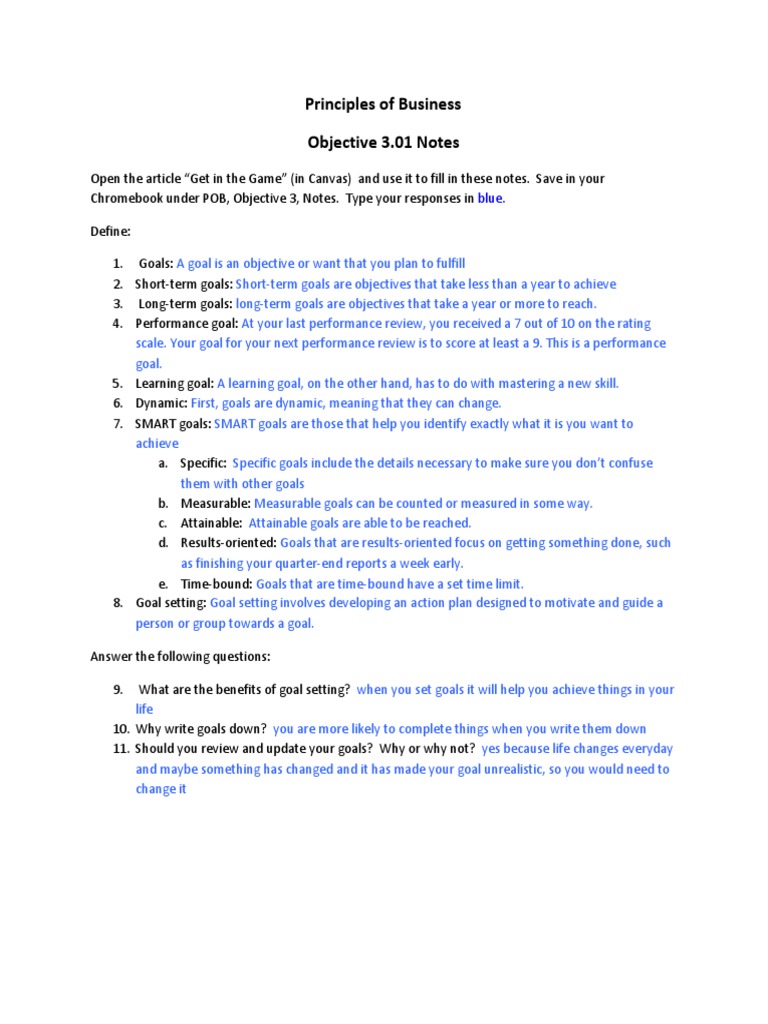 POB, Objective 3, Notes. | PDF