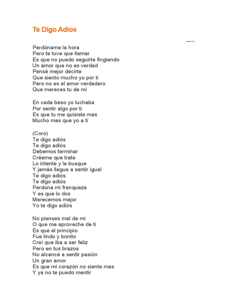 Te Digo Adios | PDF