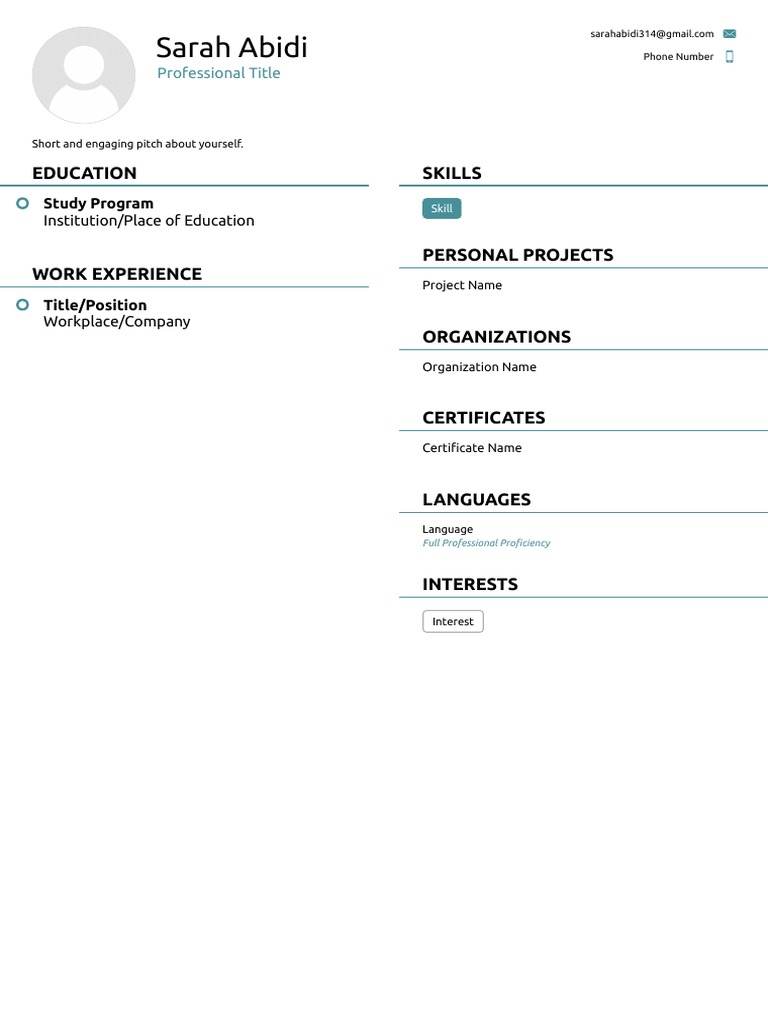 Sarah Abidi's Professional Resume | PDF