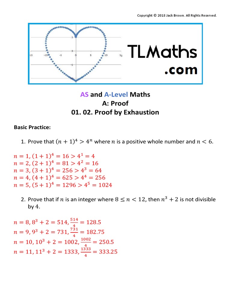 Proof by Exhaustion Worksheet | PDF | Prime Number | Elementary Mathematics