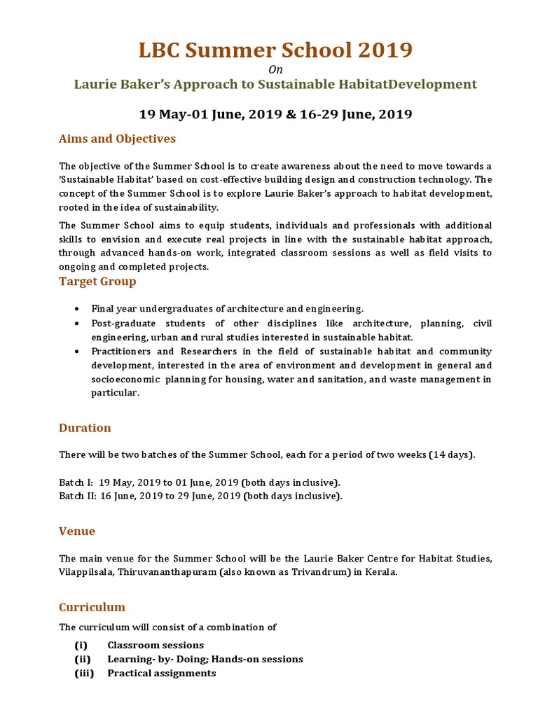 Summer School 2019 Brochure Pdf Pdf Sustainability Transaction