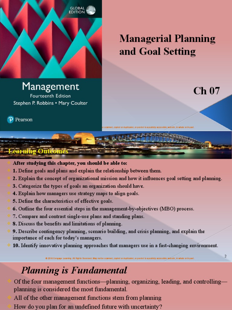 CH 02 Managerial Planning and Goal Setting | PDF | Crisis Management | Goal