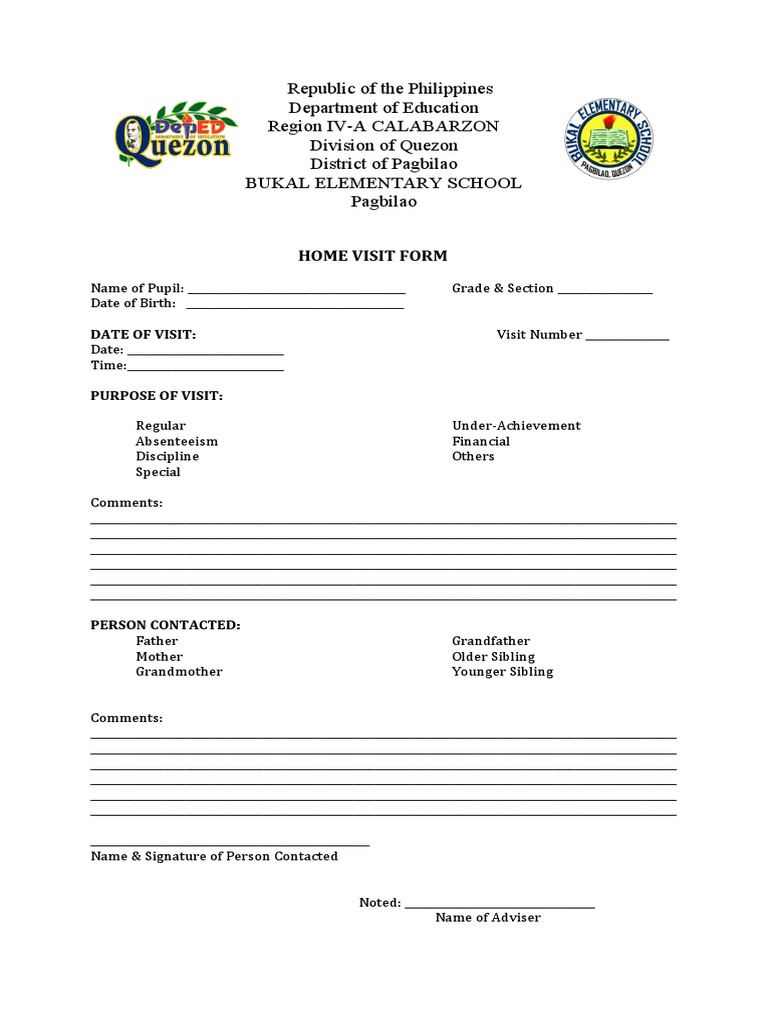 Home Visit and Anecdotal Record Form | PDF | Social Institutions ...