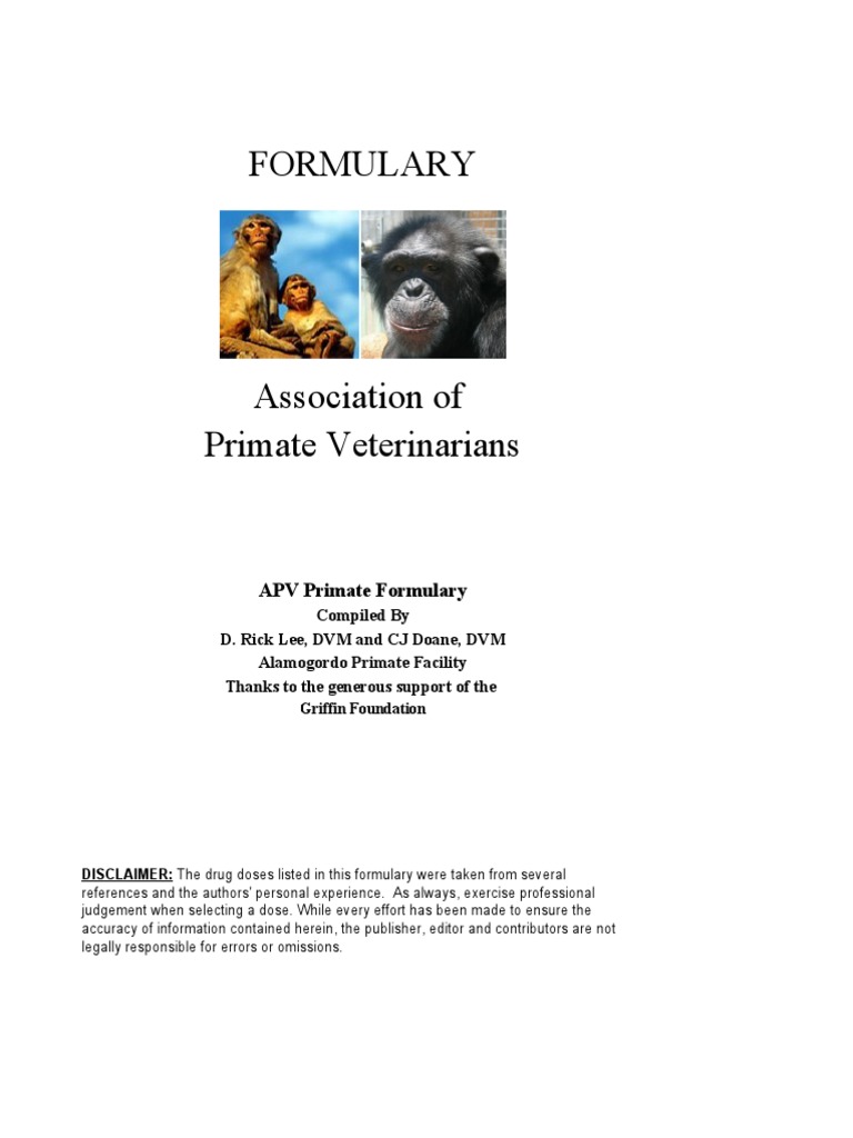 APV Primate Veterinary Formulary | PDF | Creatinine | Midazolam