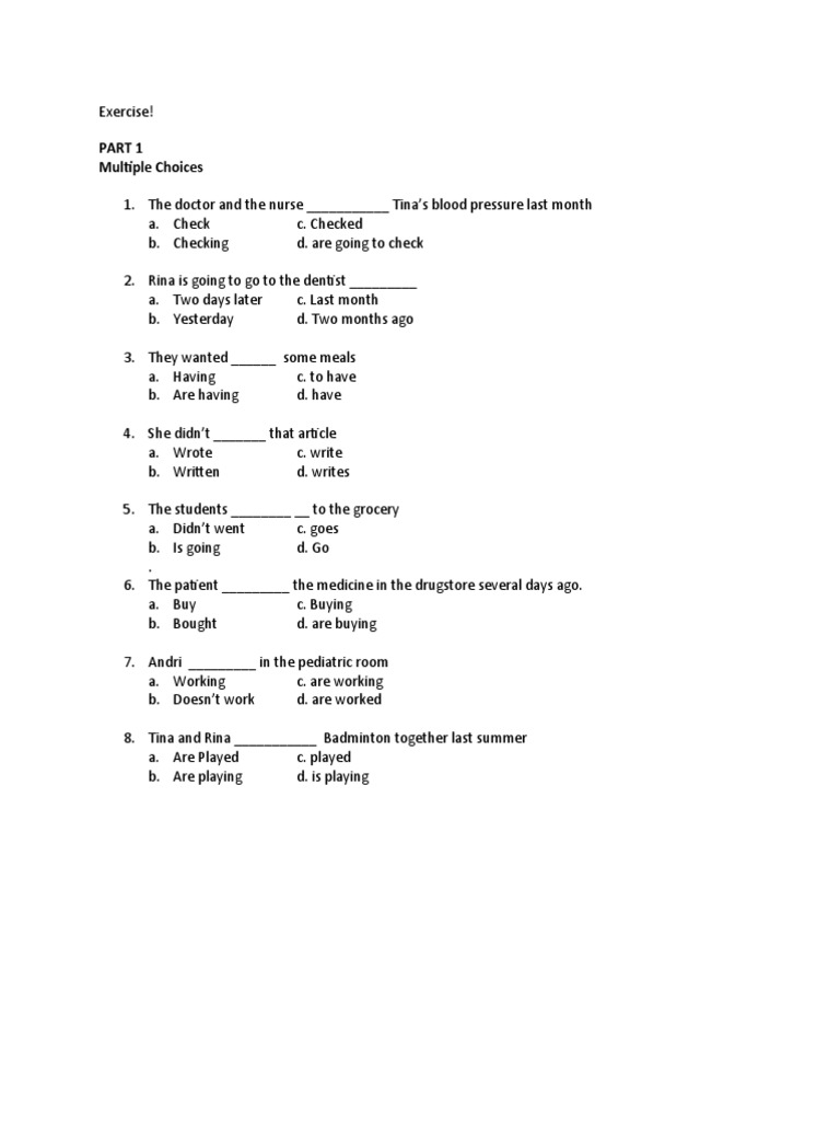 1.1. Exercise Basic English Formation (Student's Handouts) | PDF