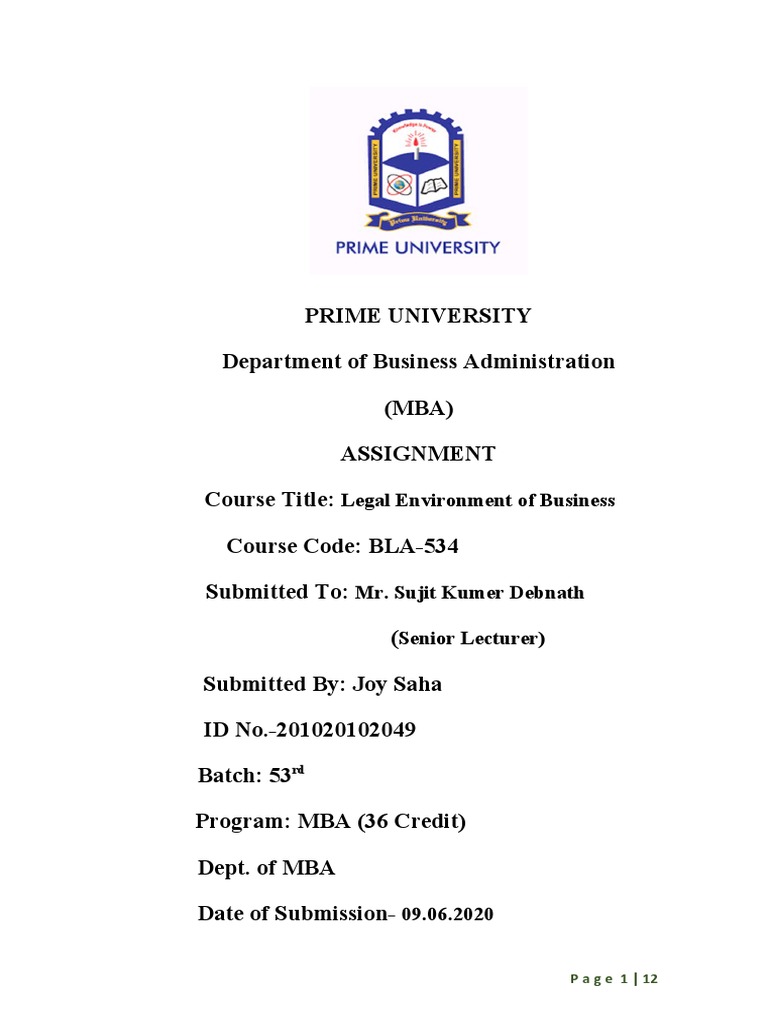 Law Assignment | PDF | Law Of Agency | Working Time