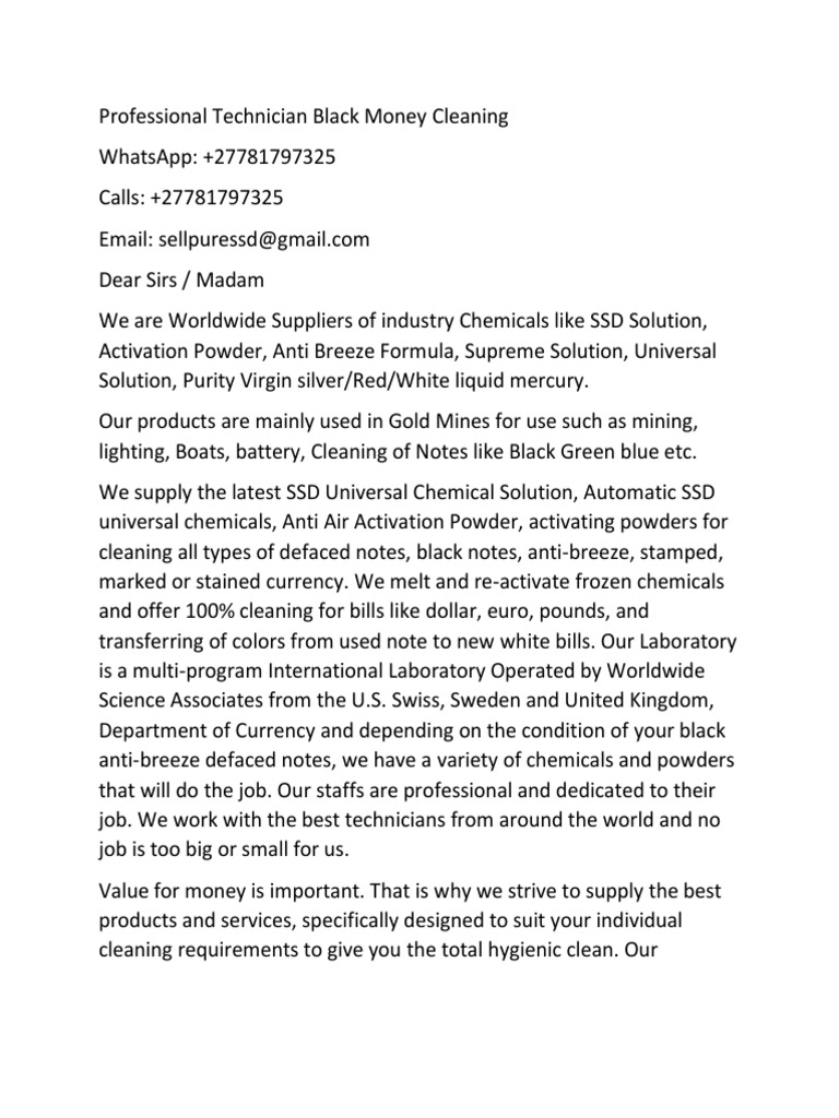 SSD Solution Chemical +27781797325 Cleaning Black Money Notes Four Ways ...