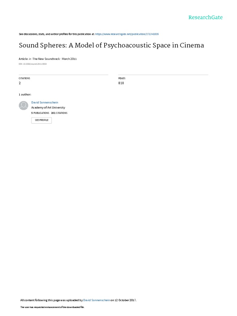 Sound Spheres Article Sound 2011 0003 - Web | PDF | Sound | Perception
