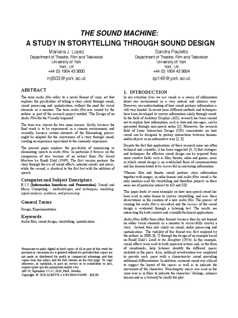 A Study in Storytelling Through Sound Design | PDF | Storytelling | Sound