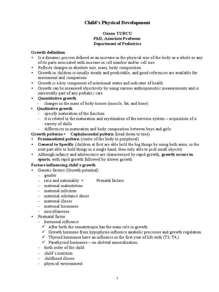 Child Physical Development Overview | PDF | Infants | Anthropometry