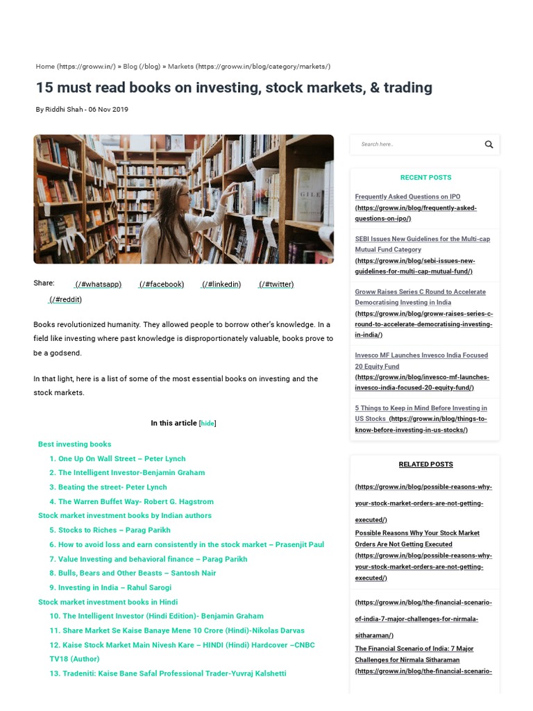 15 Must Read Books On Investing, Stock Markets, & Trading - Groww ...