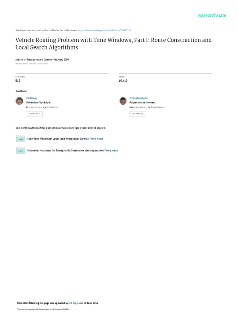 Vehicle Routing Problem With Time Windows Part I R | PDF ...