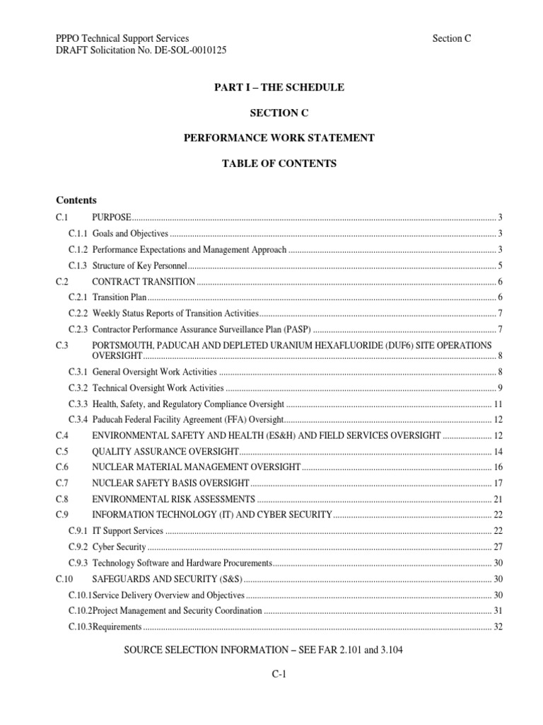 PPPO Technical Support Services PWS | PDF | General Contractor ...
