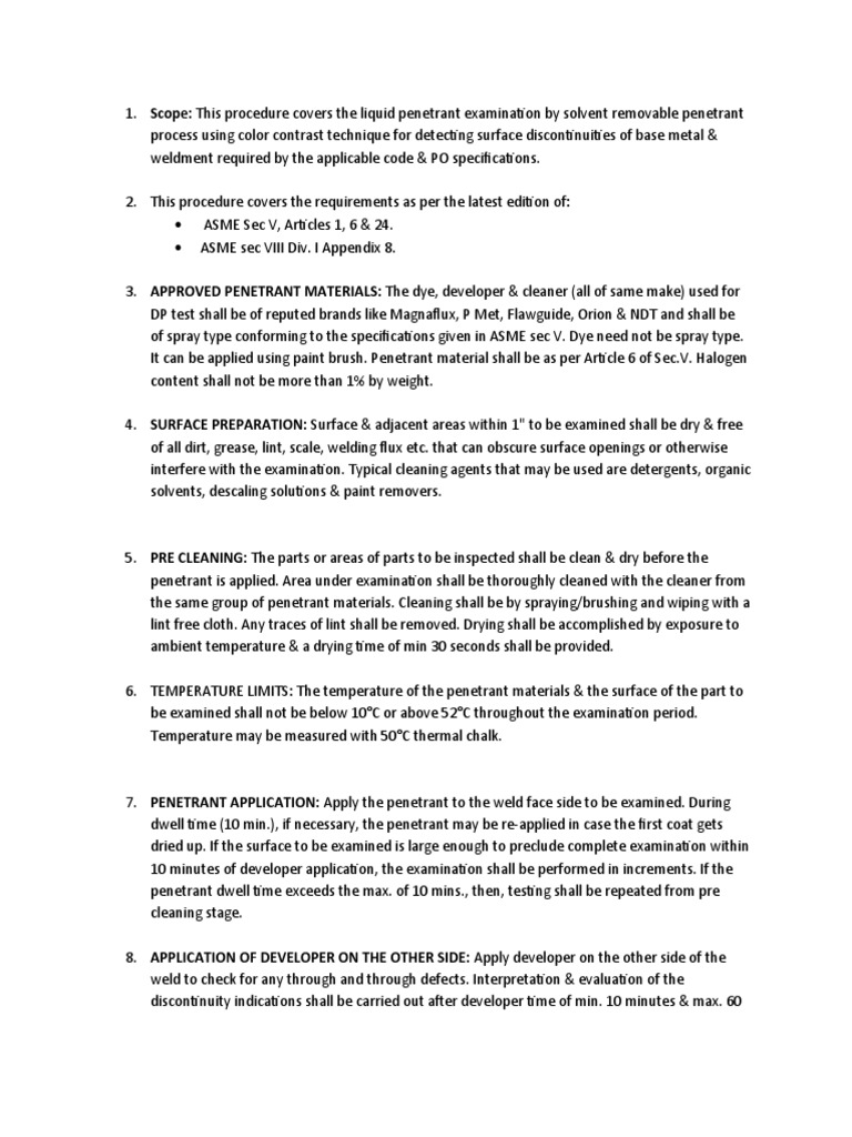 DPT Procedure | PDF | Materials | Chemistry