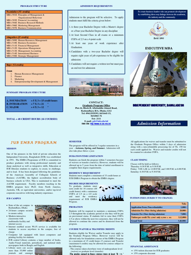 EMBA Brochure PDF | Download Free PDF | Master Of Business ...