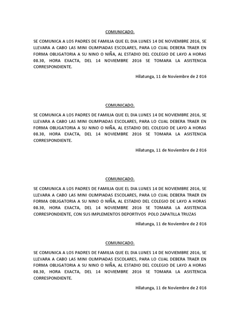 Comunicado Olimpiadas | PDF