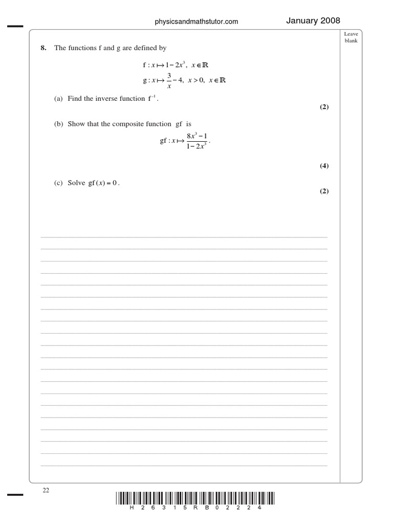 C3 Functions PastPaper Questions | PDF | Function (Mathematics ...