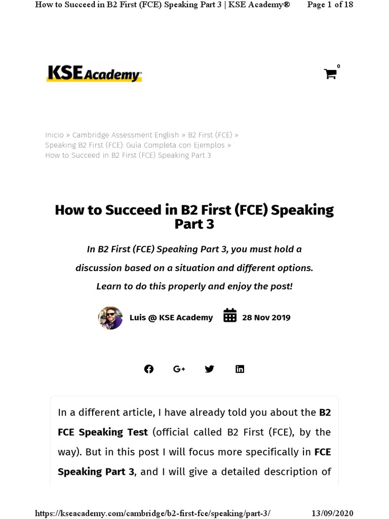 How To Succeed in B2 First (FCE) Speaking | PDF | Cognition | Communication