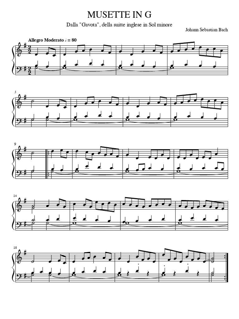 Musette in G - Johann Sebastian Bach | PDF