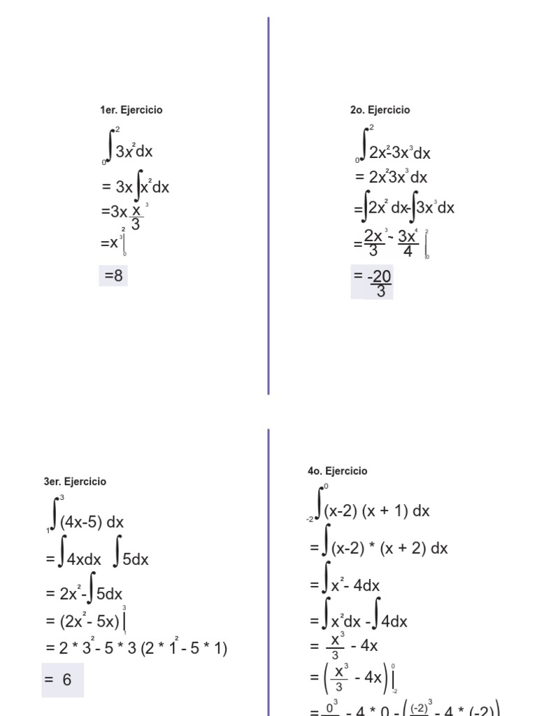 Integral Calculus Exercises Solutions | PDF