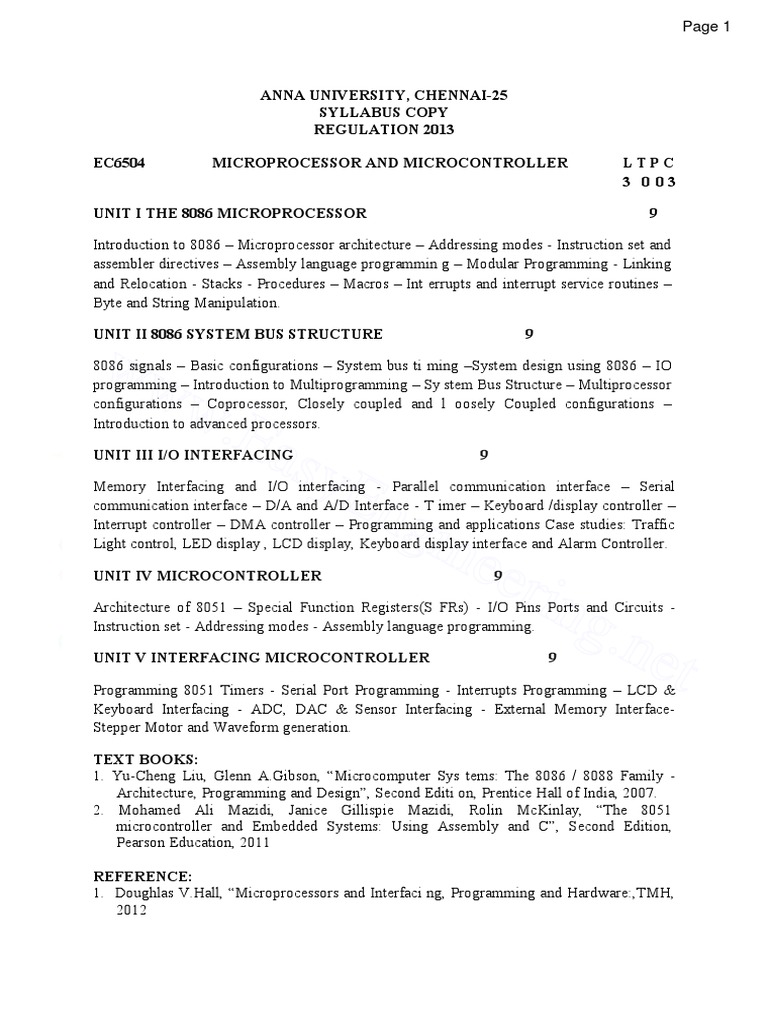 EC6504 New2 PDF | PDF | Assembly Language | Microcontroller