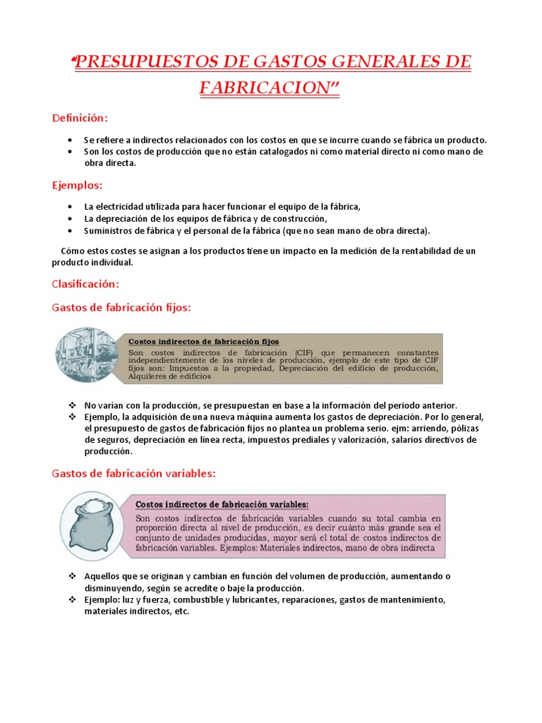 Presupuestos de Gastos Generales de Fabricacion | PDF