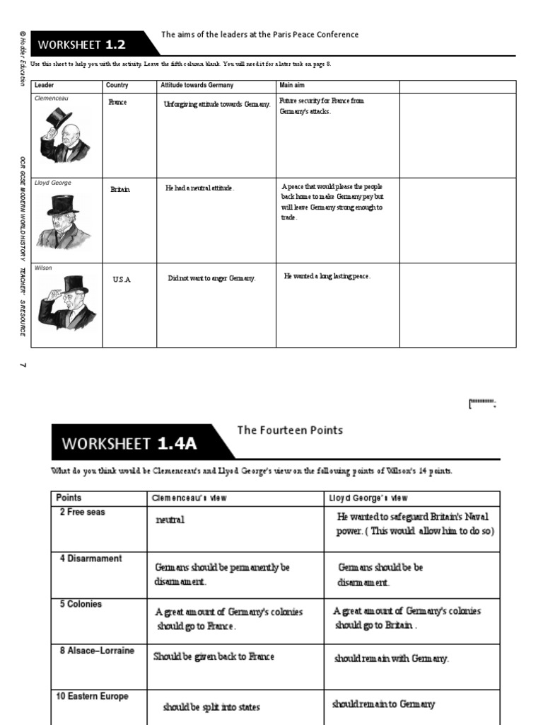 The Big Three Worksheet | PDF | David Lloyd George | League Of Nations