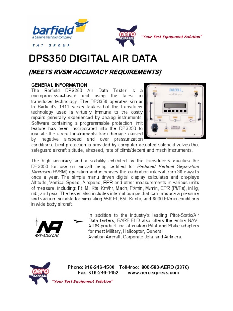 Dps350 Digital Air Data: (Meets RVSM Accuracy Requirements) | PDF ...