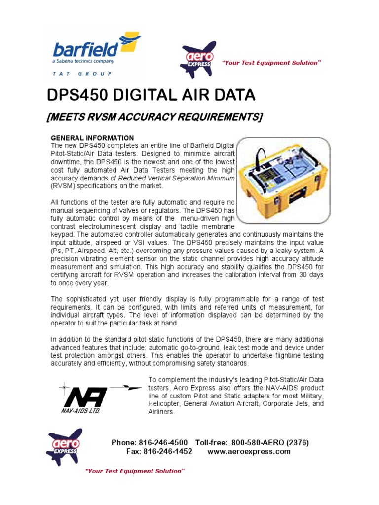 Dps450 Digital Air Data: (Meets RVSM Accuracy Requirements) | PDF ...