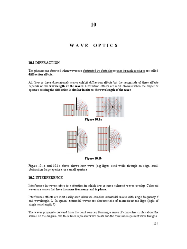 Wave Optics: 10.1 Diffraction | PDF | Diffraction | Wavelength