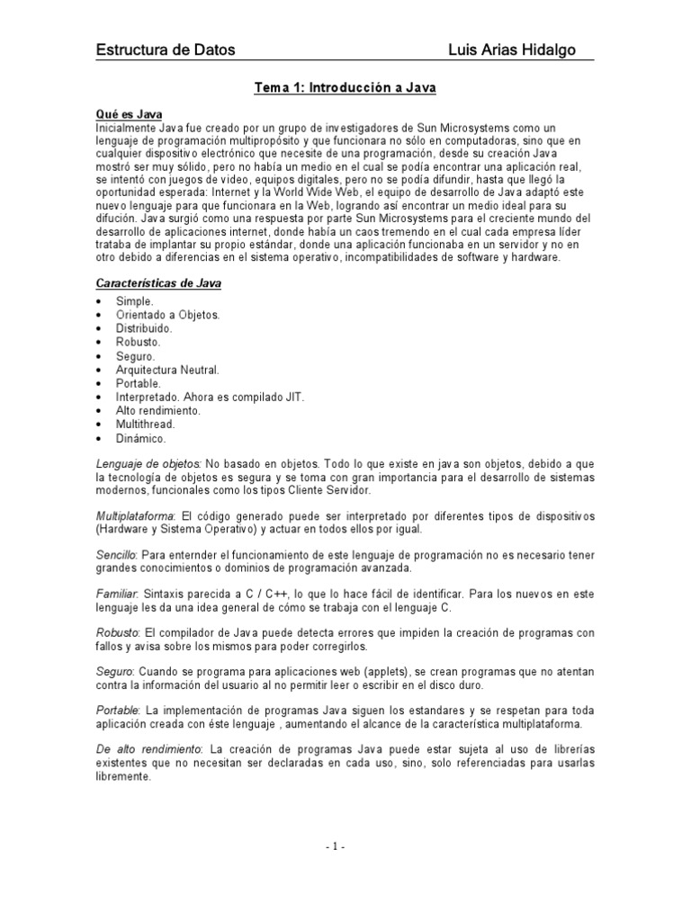 Manual Estructura de Datos Basicos | PDF | Java (lenguaje de programación) | Poco