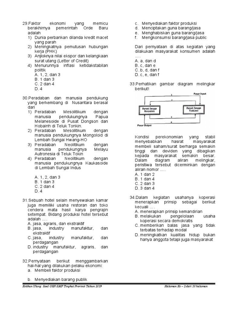 2019 Part2 Soal OSN IPS SMP Tingkat Provinsi Tahun 2019 | PDF