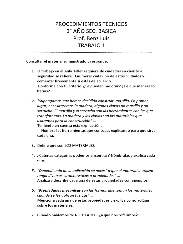 Procedimientos Tecnicos 2 - TP #1 | PDF