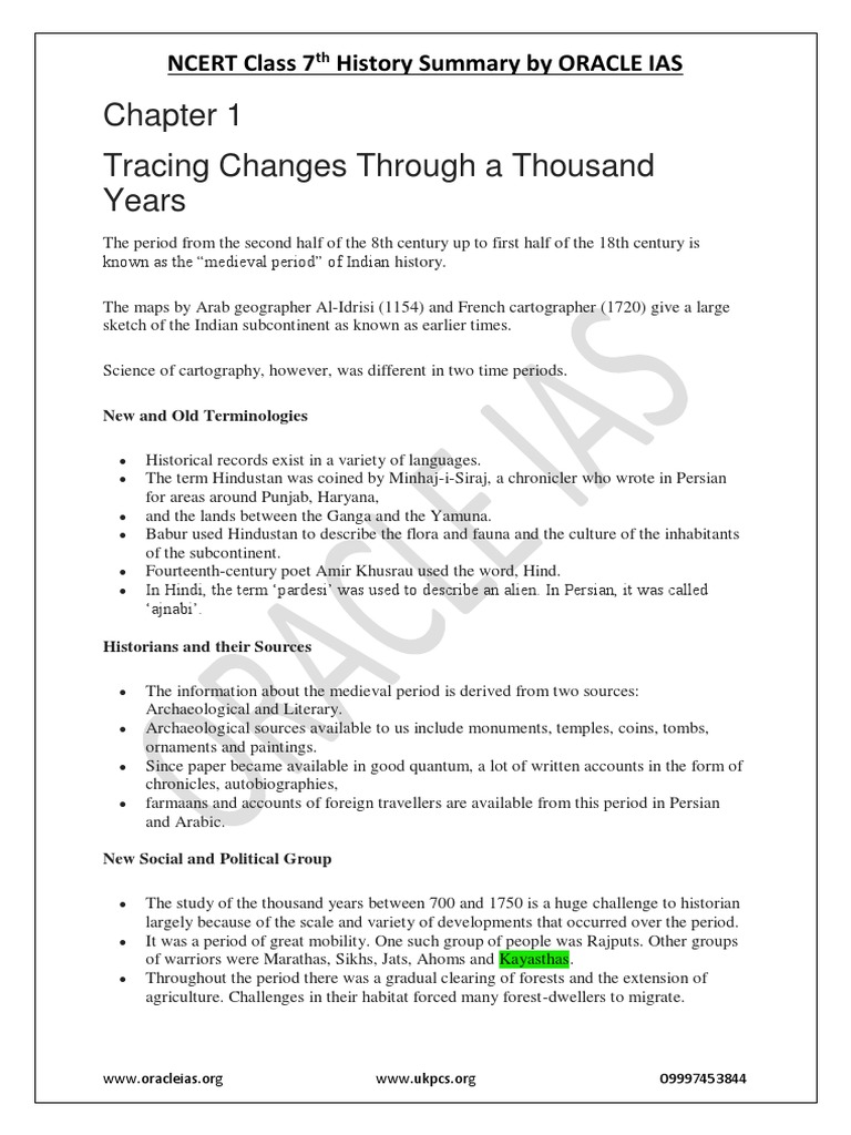 NCERT-Gist-Class-7-History - (OracleIAS) | Download Free PDF | Mughal ...