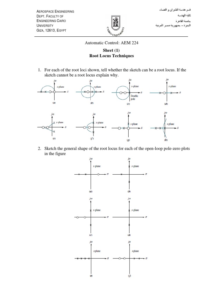Sheet1 - Root Locus Techniques PDF | PDF | Control Theory | Rotation Around A Fixed Axis