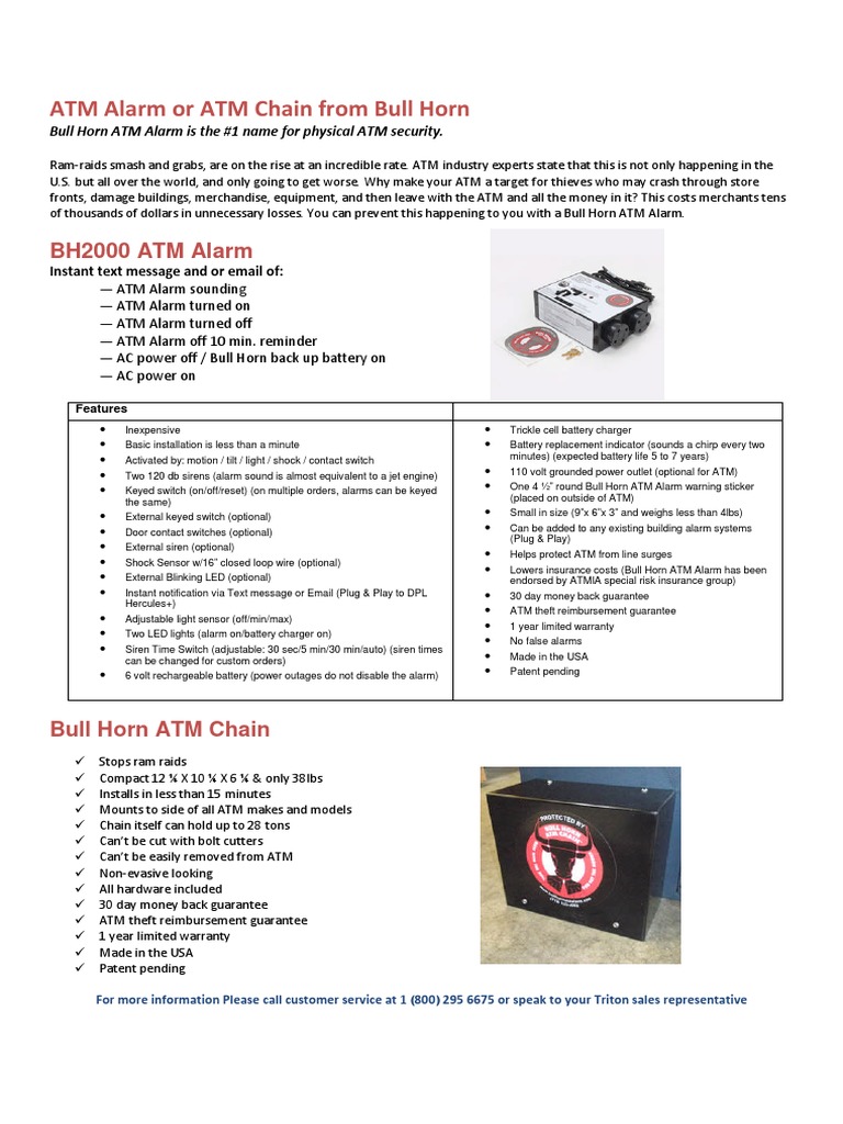 ATM Alarm or ATM Chain From Bull Horn PDF | PDF | Switch | Manufactured ...