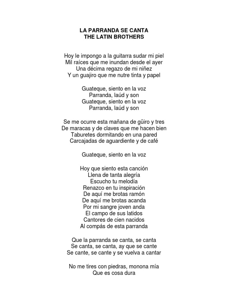 La Parranda se Canta: Letras y Alegría | PDF
