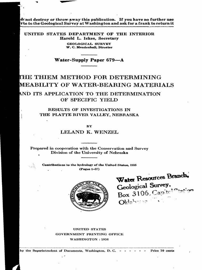 Thiem Method | PDF | Groundwater | Permeability (Earth Sciences)