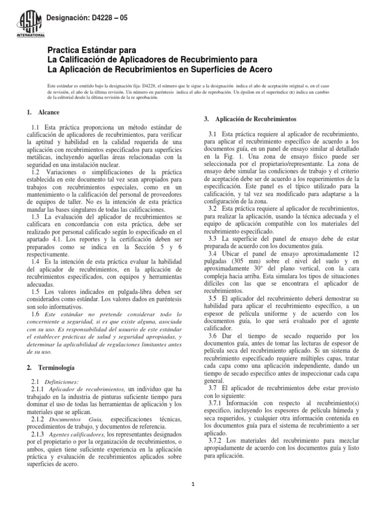 ASTM D4228-05 Español | PDF | Revestimiento