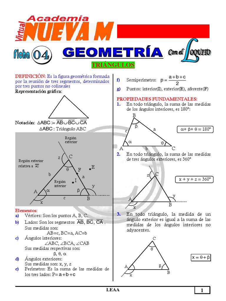 04 TRIÁNGULOS TEORIA | PDF | Triángulo | Geometría del plano euclidiano