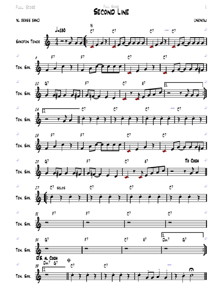 6 Second Line TENOR SAX PDF | PDF | European Musical Instruments | Reed ...